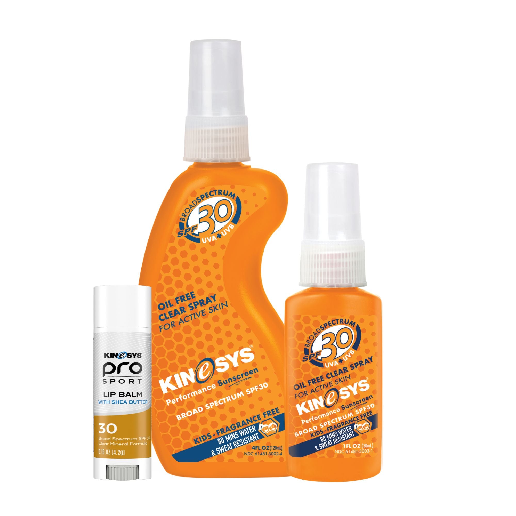 SPF 30 KIDS Fragrance Free Spray Sunscreen & Pro Sport SPF 30 Lip Balm ...