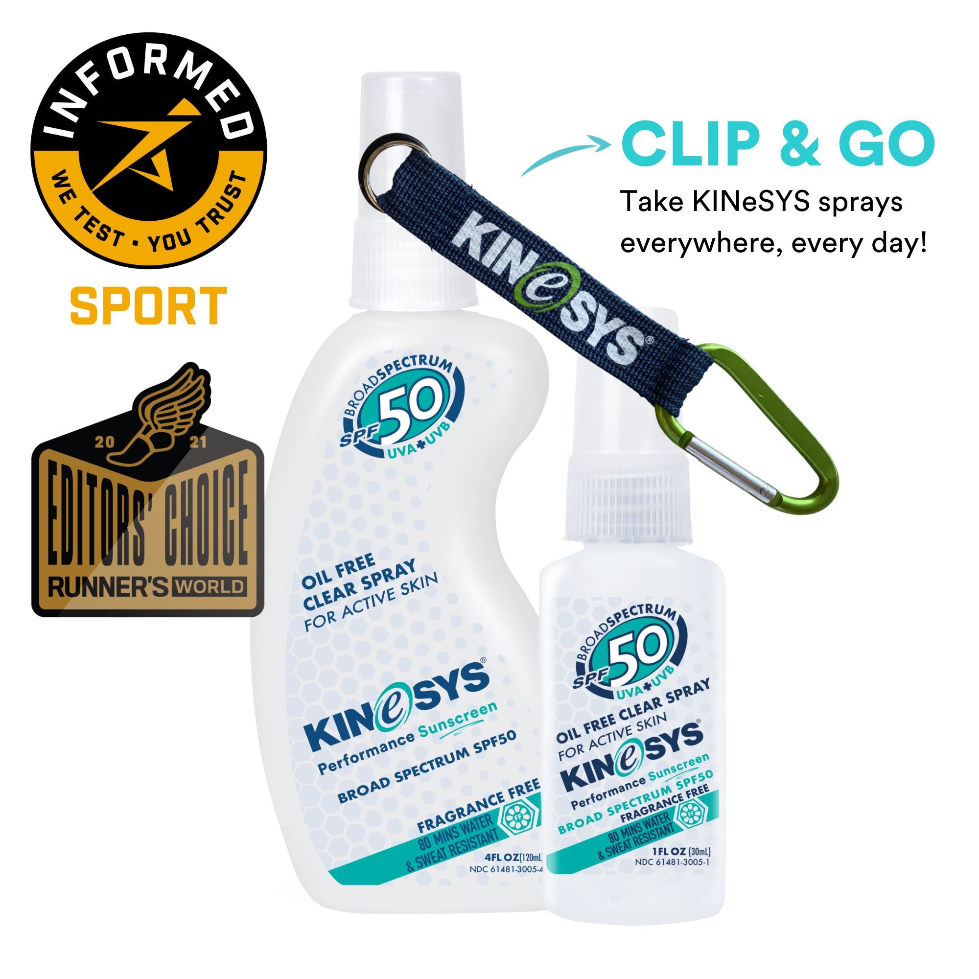 SPF 50 Fragrance Free KINeSYS Spray Sunscreen Combo Bundle – KINeSYS ...