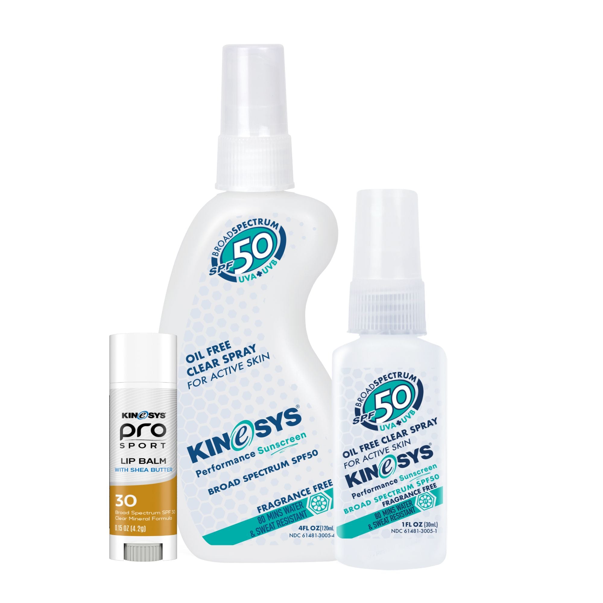 SPF 50 Fragrance Free Spray Sunscreen & Pro Sport SPF 30 Lip Balm Trav ...